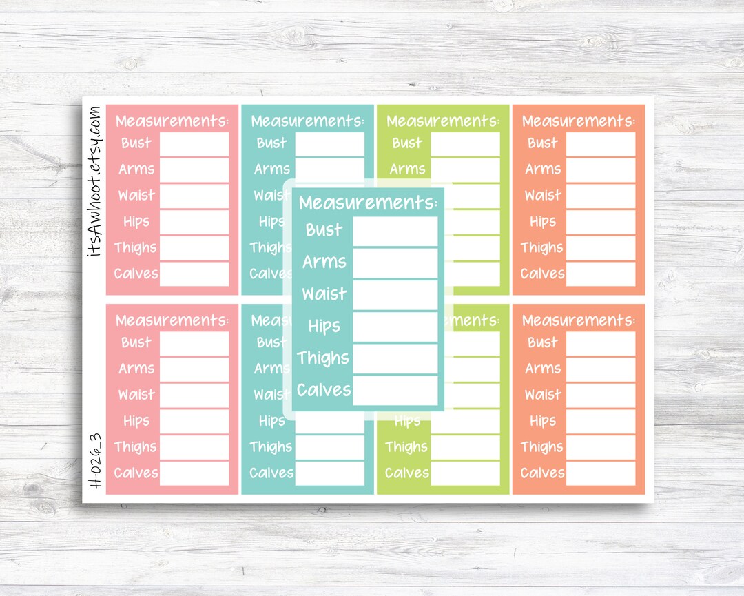 Body Measurement Planner Stickers - Set of 8 (H026_3) - Etsy