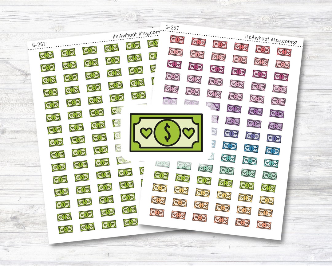 Money Stickers, Money Icon Planner Stickers, Doodle Money Stickers ...