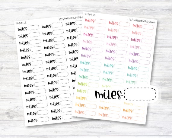 Miles Stickers Miles Script Planner Stickers Mile Tracking - Etsy