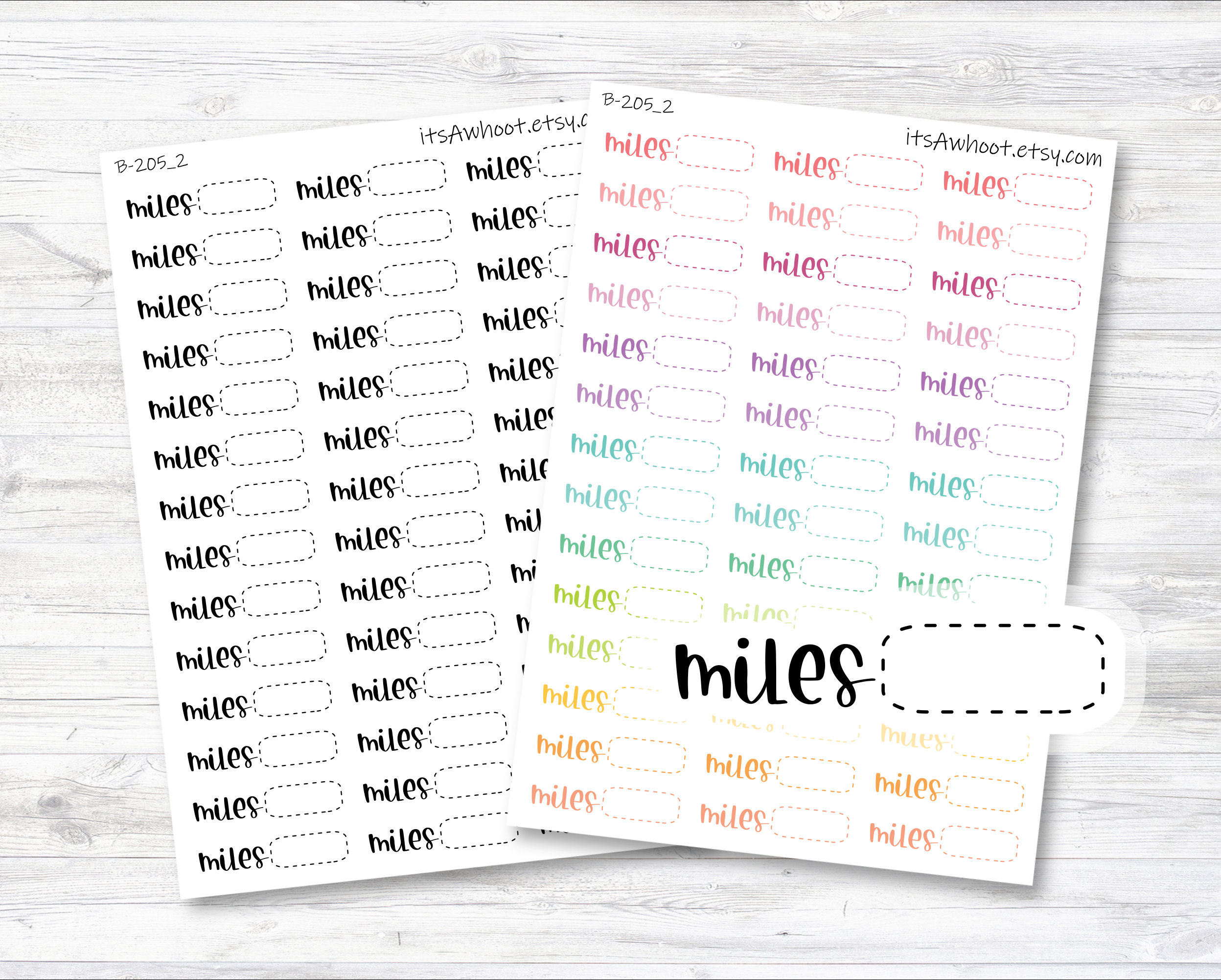 Miles Stickers, Miles Script Planner Stickers, Mile Tracking Stickers ...