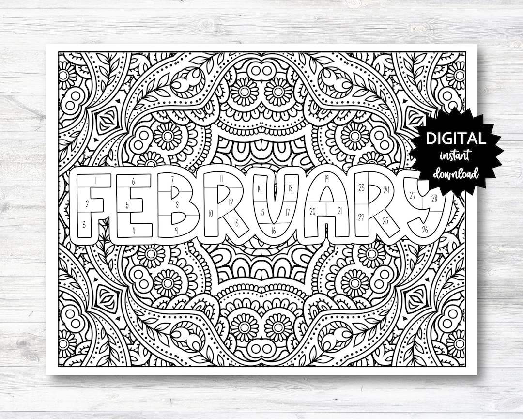 February Habit Tracker Coloring Sheet Printable, Month Habit Tracker ...