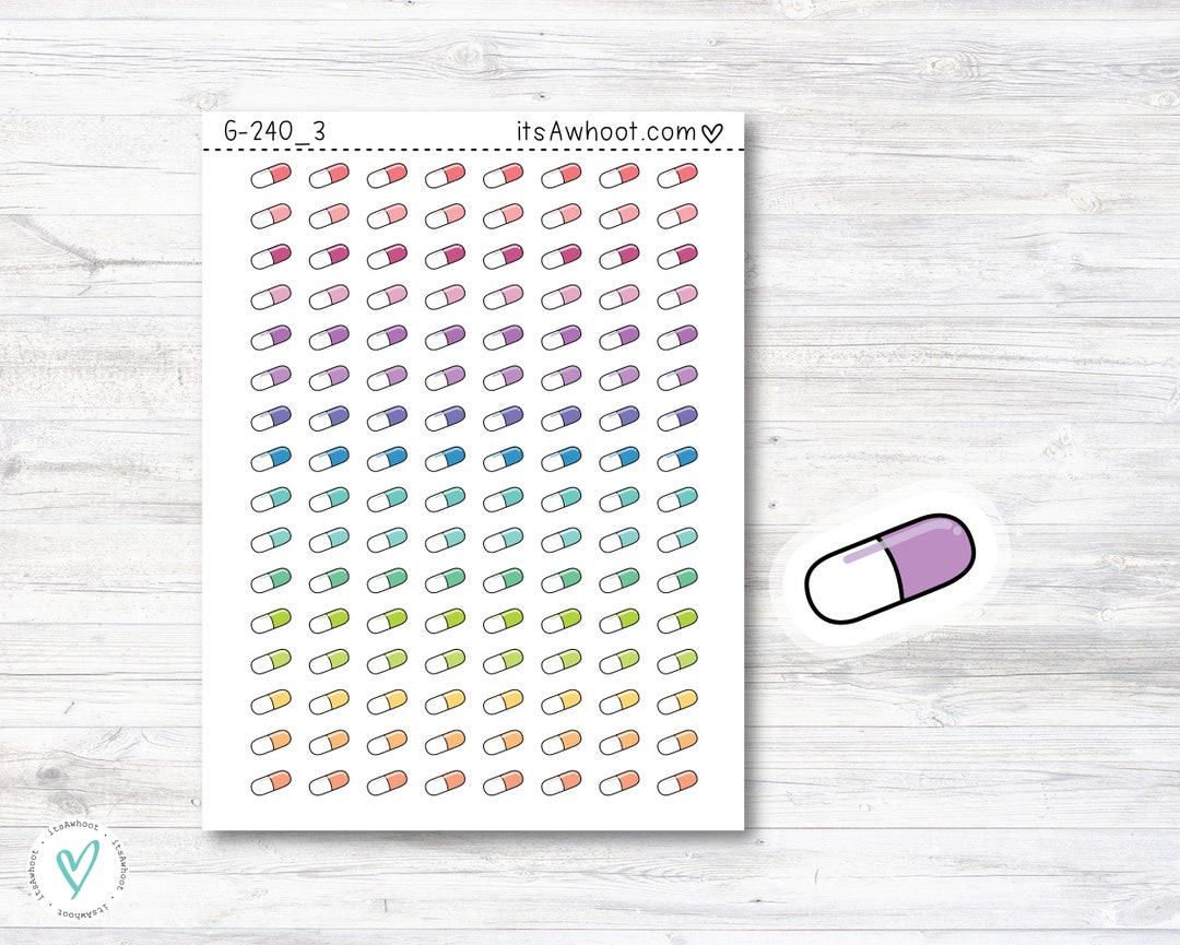Pills Icon Planner Stickers, Medicine Doodle Planner Stickers ...
