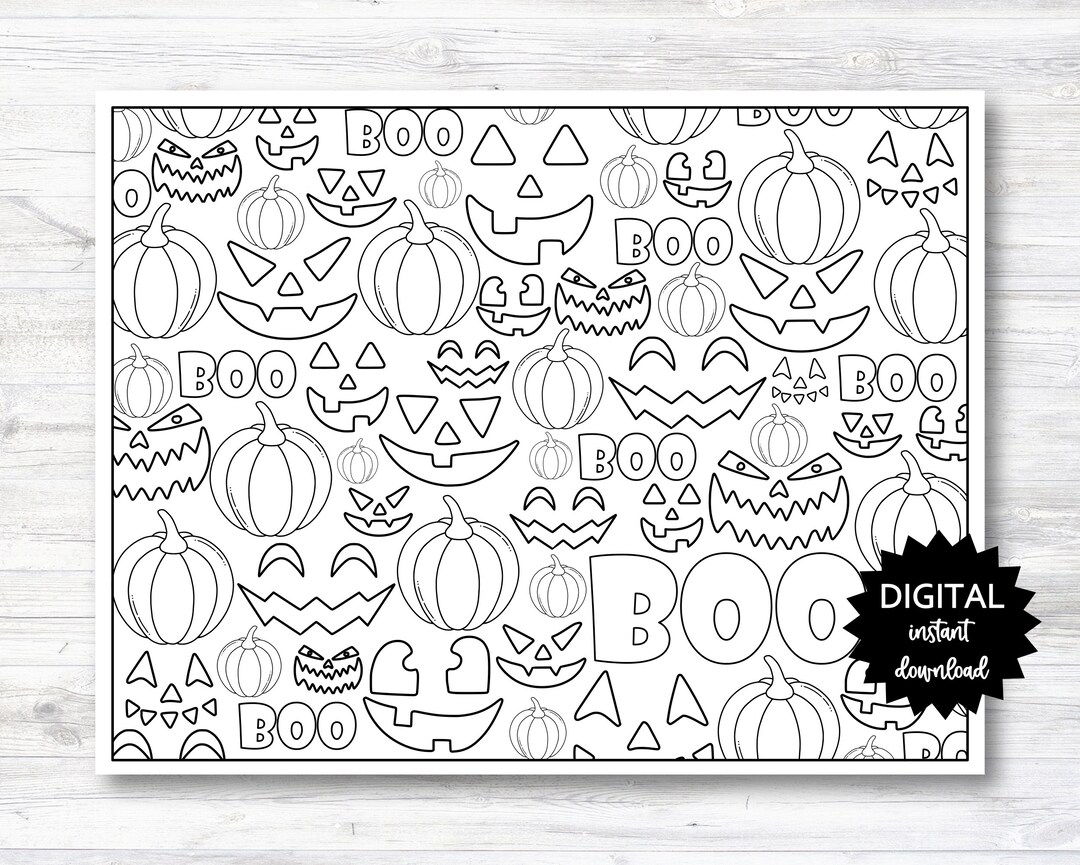 Boo Coloring Sheet Printable, Halloween Coloring Sheet, Jack-o-lantern ...
