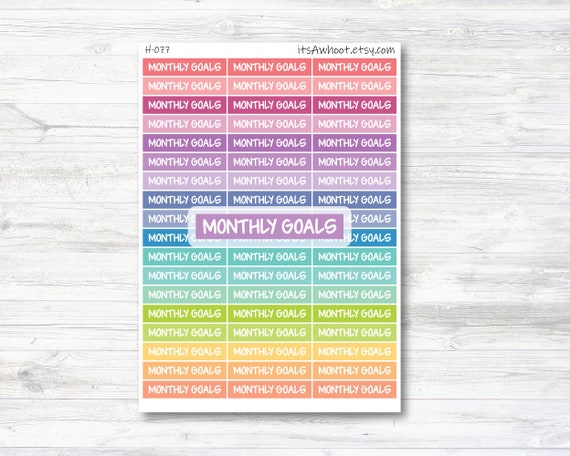 MONTHLY GOALS Header Label Sticker Skinny Planner Sticker | Etsy