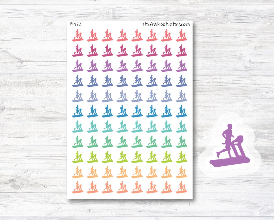 Treadmill Planner Stickers - Treadmill Male Icon - Rainbow (B172) - Etsy