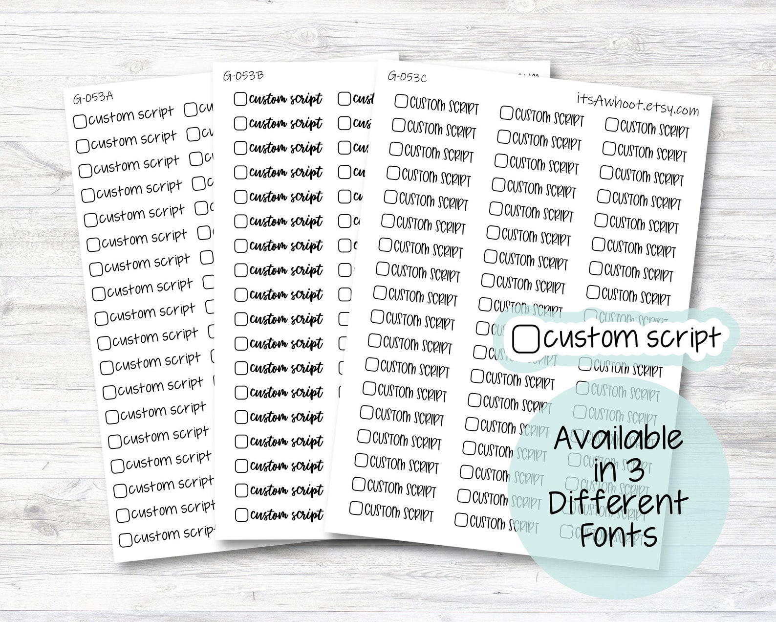 Personalized Script with Checkbox Planner Stickers with Your | Etsy