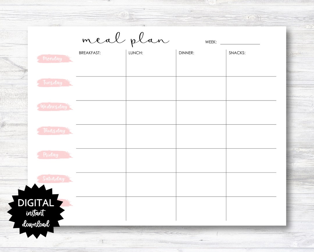 Meal Plan Builder Worksheet Printable, Meal Builder Worksheet, Meal ...