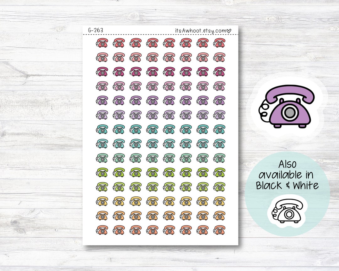 Phone Icon Stickers, Phone Call Planner Stickers, Phone Doodle Stickers ...