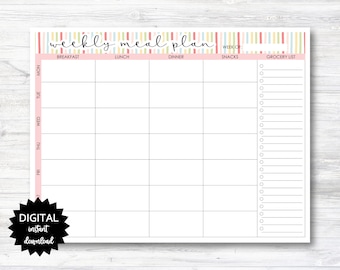 Weekly Meal Plan Printable - Etsy