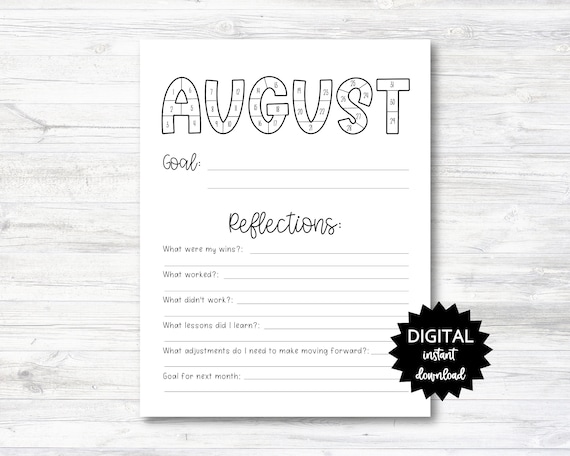 August Habit Tracker Coloring Sheet Printable Month Habit - Etsy