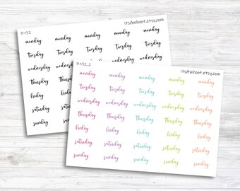 Days of the Week Script Stickers - Etsy