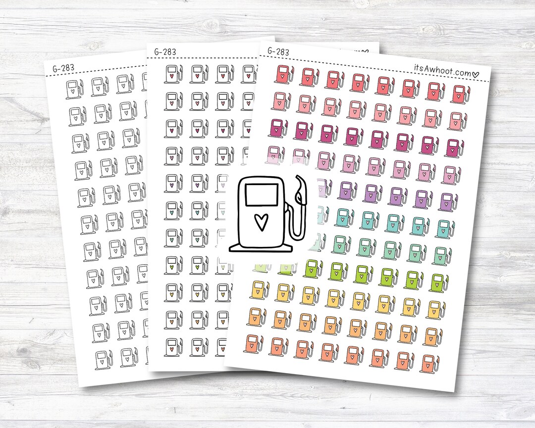 Gas Pump Icon Stickers, Gas Doodle Planner Stickers (G283) - Etsy
