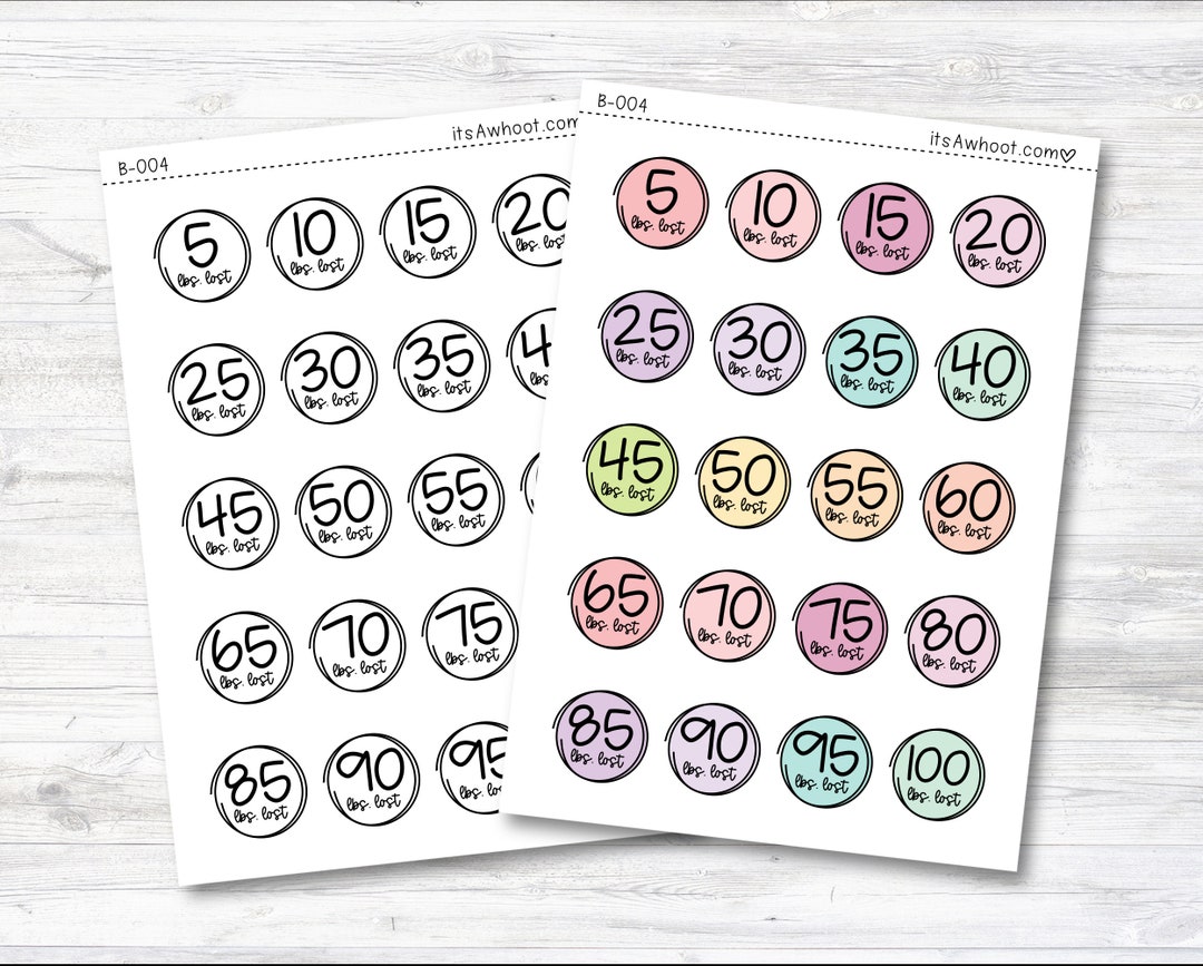 Weight Loss Milestone Stickers, 5-100 Lbs Lost (B004) - Etsy