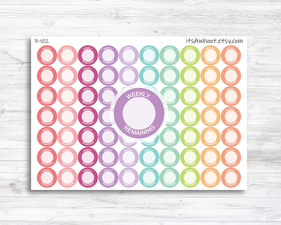 Weekly Remaining Stickers, Weekly Points Remaining Planner Stickers ...