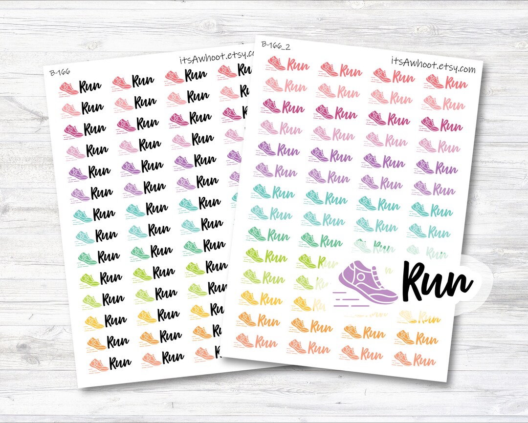 Run Script Stickers, Running Sticker With Shoe Icon (B166) - Etsy
