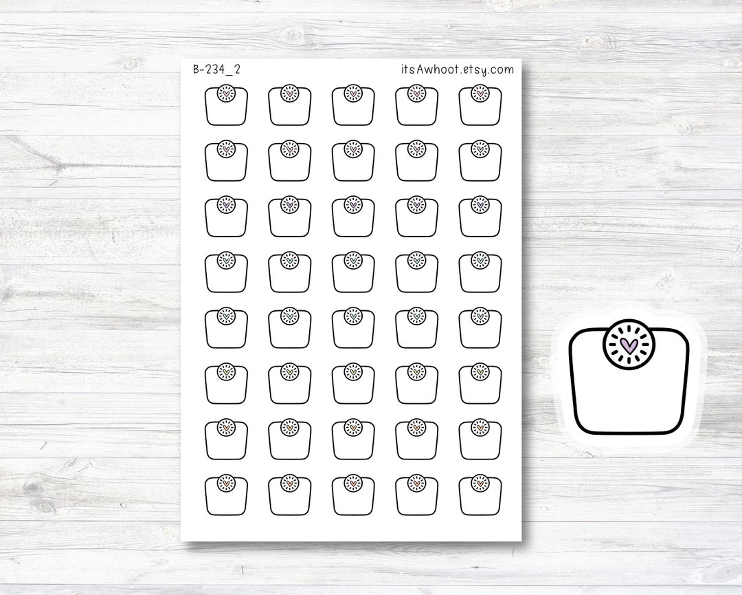 Weight Scale Planner Stickers - Black & White W/ Hearts, Scale Planner ...