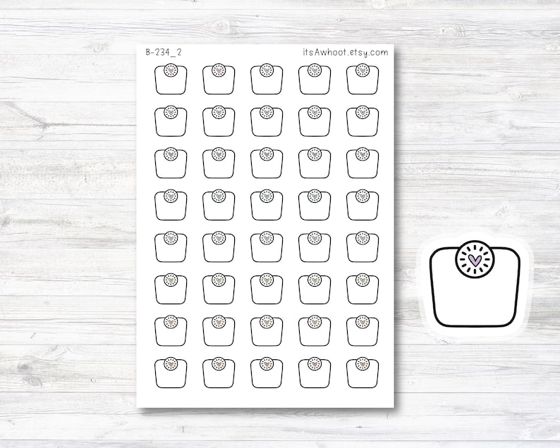 Weight Scale Planner Stickers - Black & White W/ Hearts, Scale Planner ...