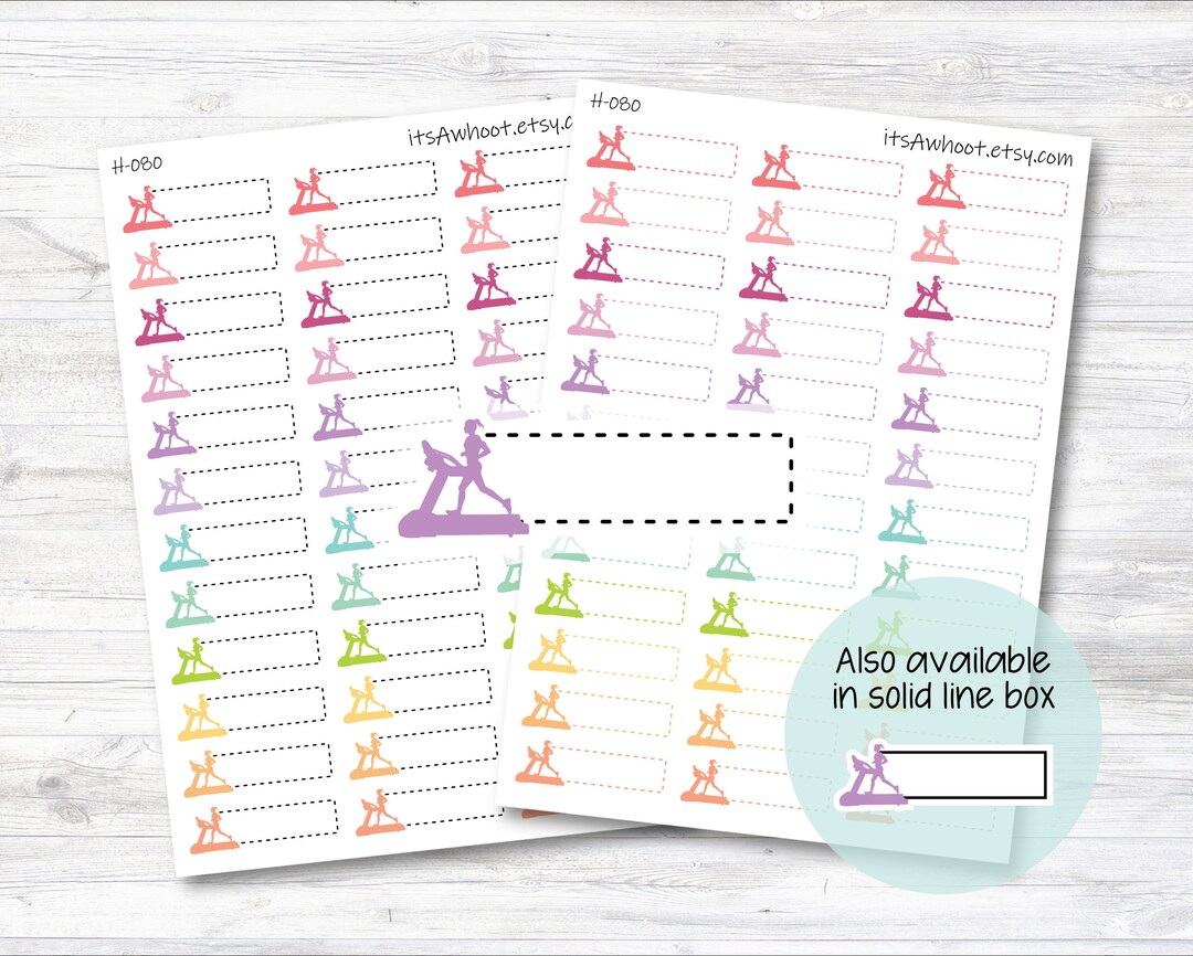 Treadmill Quarter Box Label Planner Stickers, Treadmill Stickers - Dash ...
