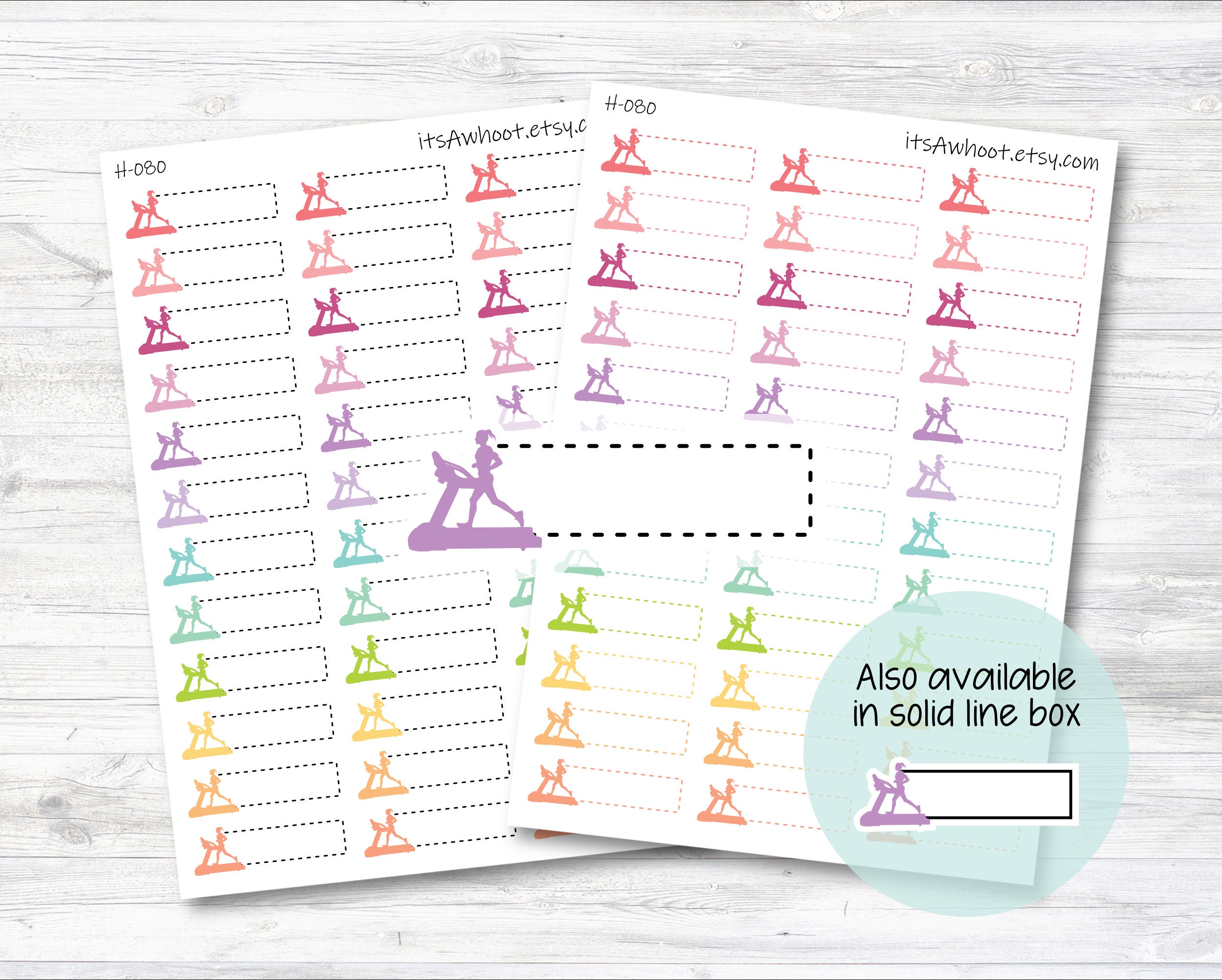 Treadmill Quarter Box Label Planner Stickers, Treadmill Stickers Dash ...