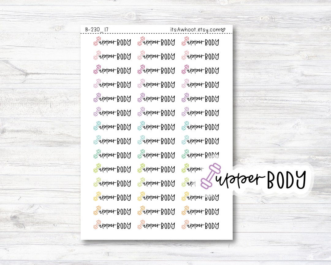 Upper Body Script Stickers, Upper Body Planner Stickers, Upper Body ...