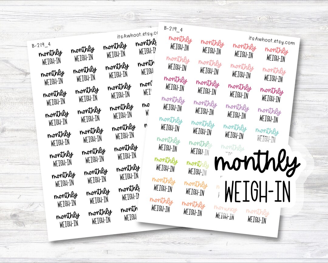 Monthly Weigh-in Planner Sticker, Monthly Weigh in Sticker (B219_4) - Etsy