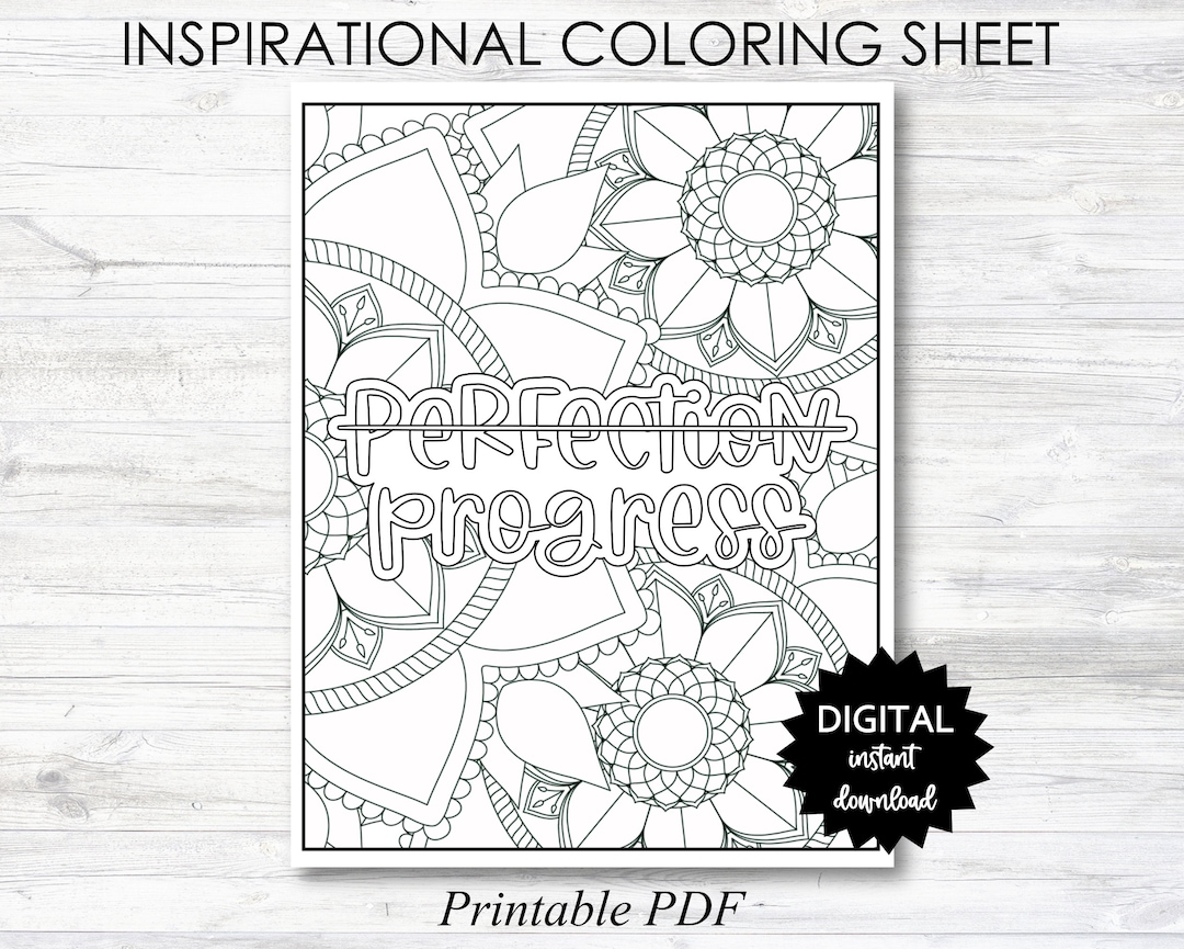 Progress Over Perfection Printable, Progress Over Perfection Coloring ...