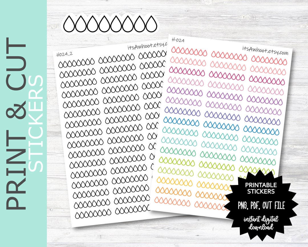Water Tracker PRINT & CUT Planner Stickers (H024PC) - Etsy