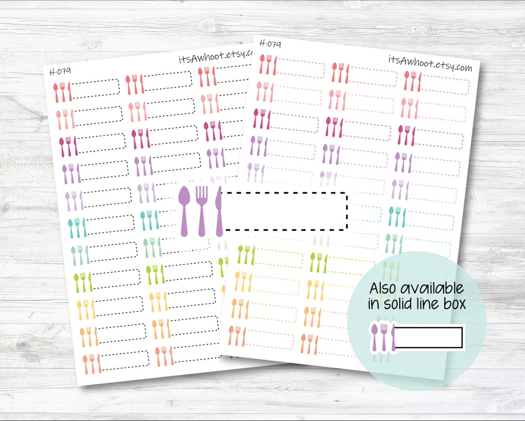 Fork Knife Spoon Utensil Meal Planner Quarter Box Label Planner ...