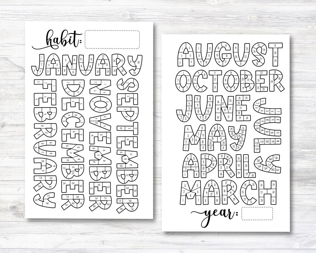 Habit Tracker Coloring Sheet, Month Habit Tracker Coloring Planner ...