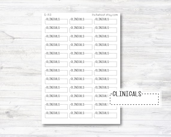 Clinicals Quarter Box Label Planner Stickers G153 - Etsy
