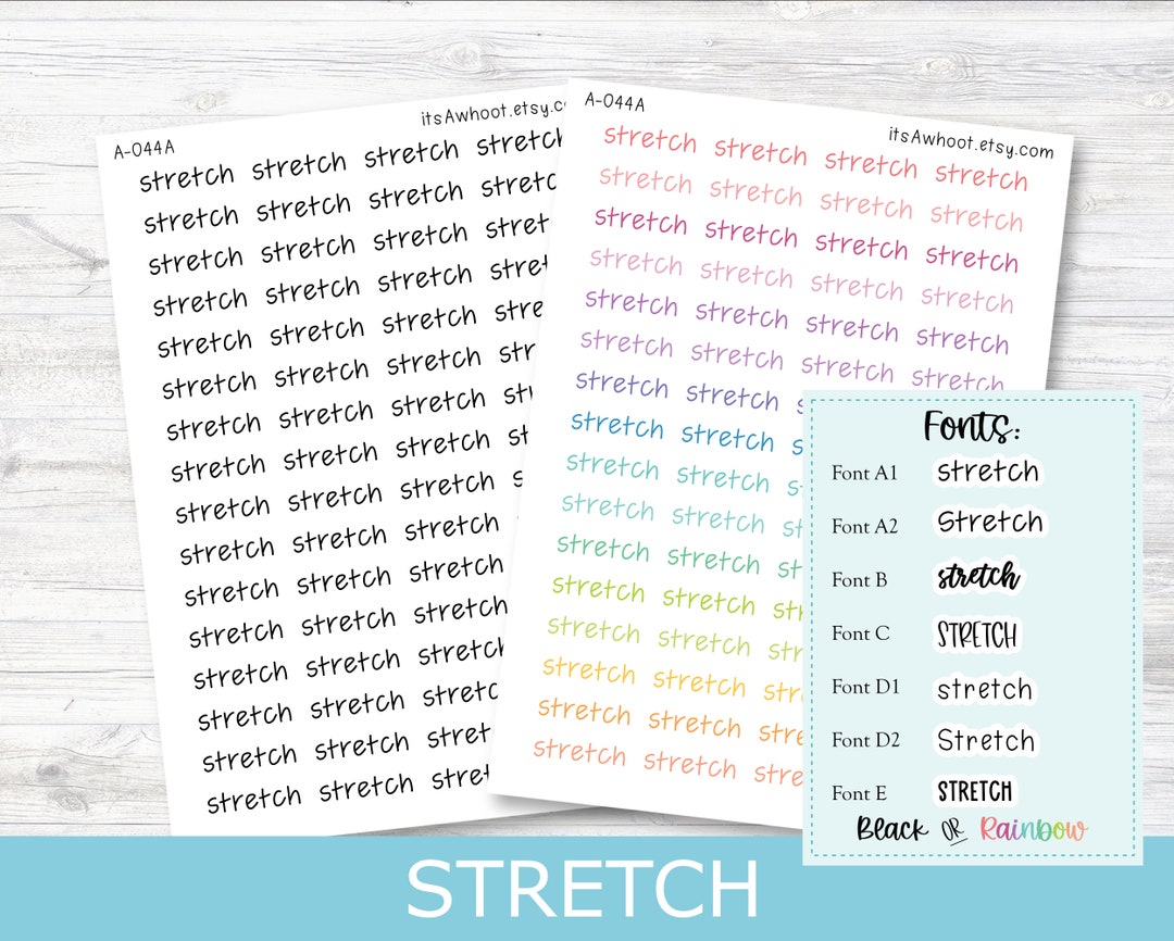 STRETCH Script Planner Stickers - Multiple Fonts/colors Available (A044 ...