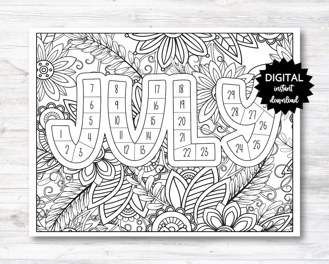 July Habit Tracker Coloring Sheet Printable, Month Habit Tracker ...
