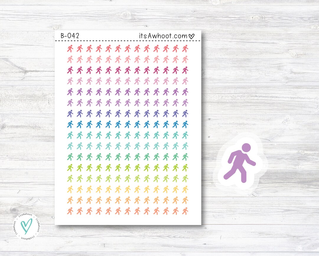 Walking Planner Stickers, Walking Icon Stickers - Mini .25" Tall ...