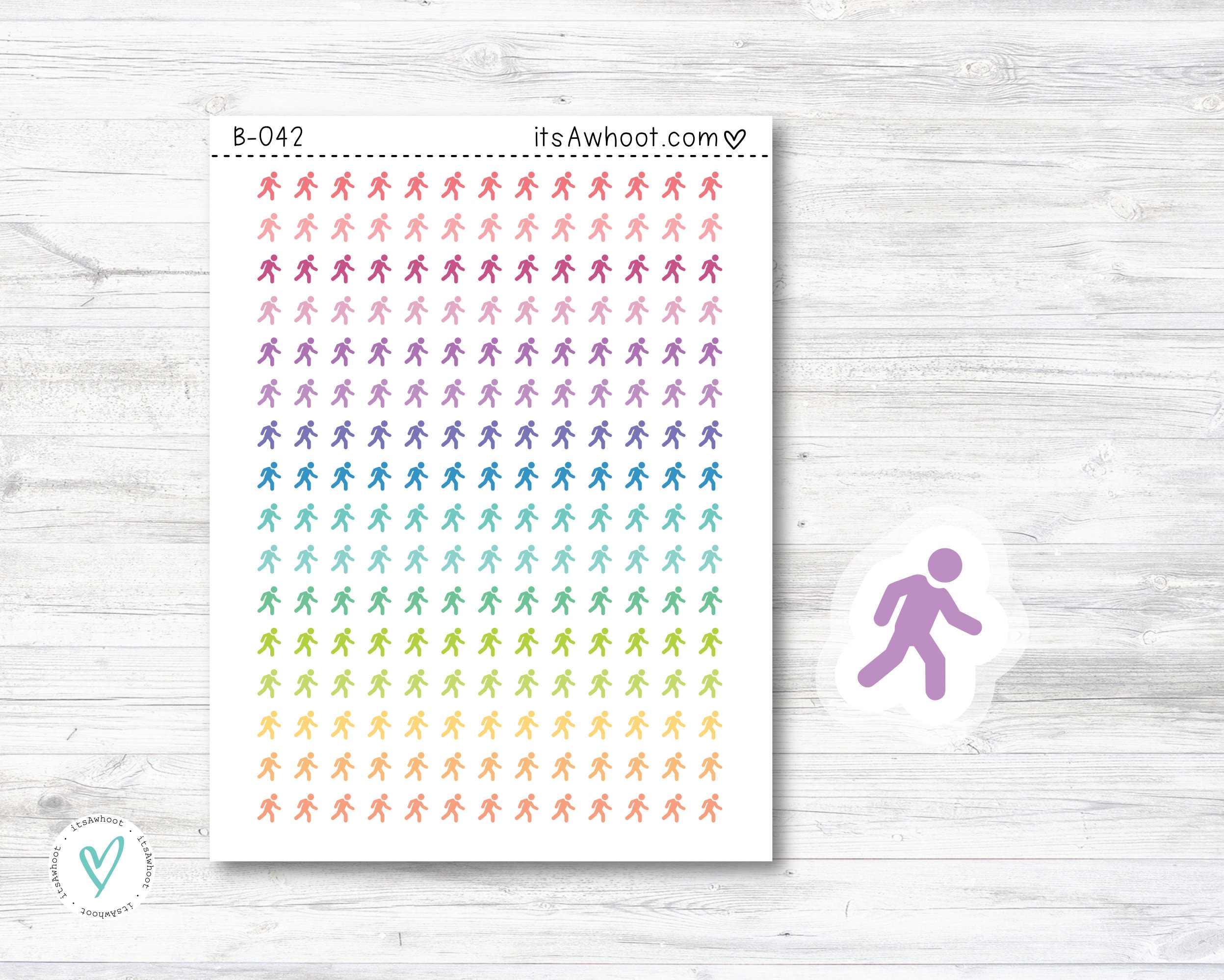 Walking Planner Stickers, Walking Icon Stickers - Mini .25" Tall ...