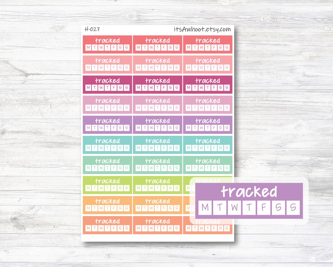 Tracked Habit Tracker Sidebar Planner Stickers - Set of 30 (H027) - Etsy