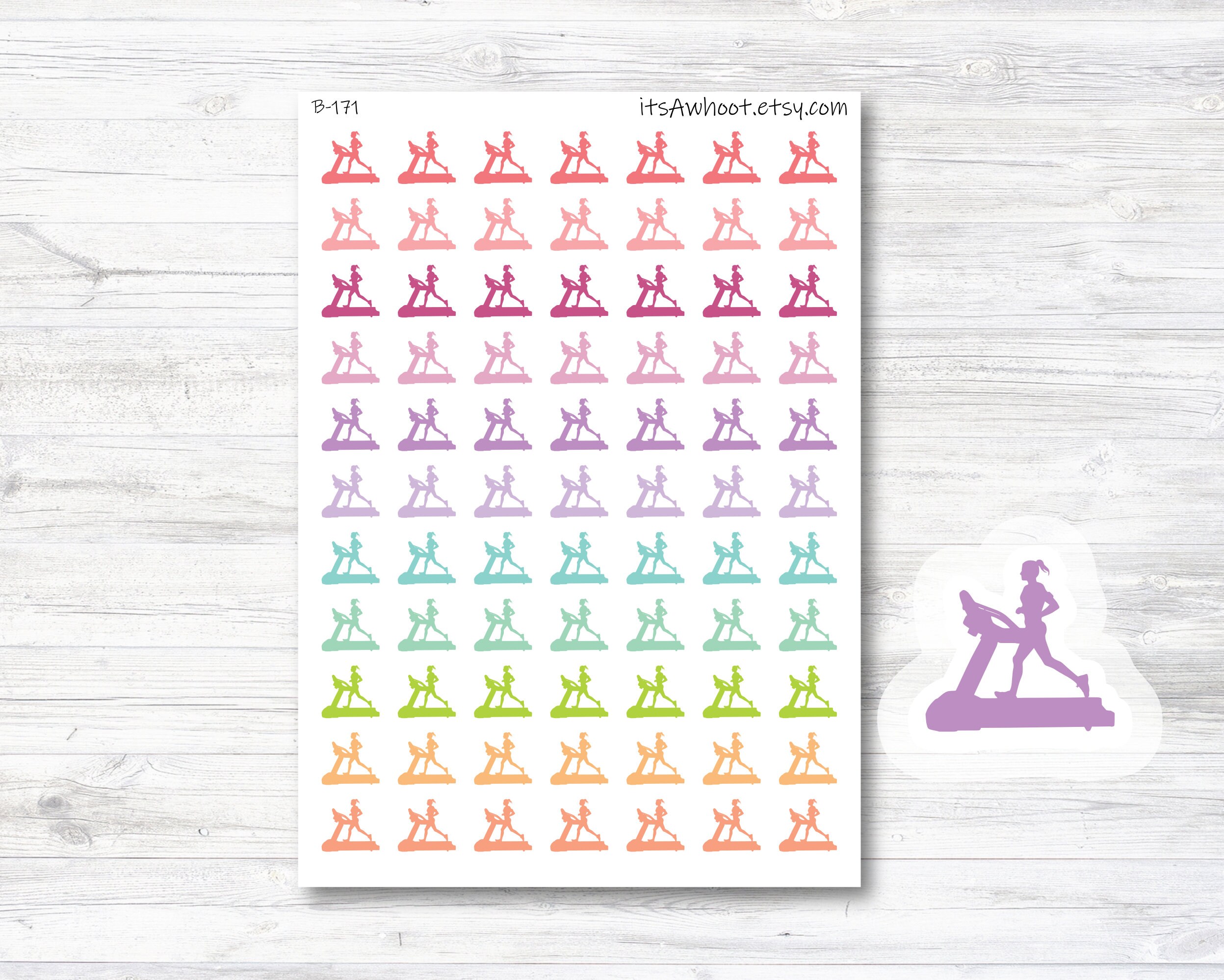 Treadmill Planner Stickers Treadmill Girl Icon Rainbow | Etsy