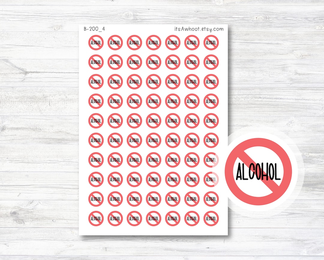 No Alcohol Planner Stickers, No Alcohol Sticker (B200_4) - Etsy
