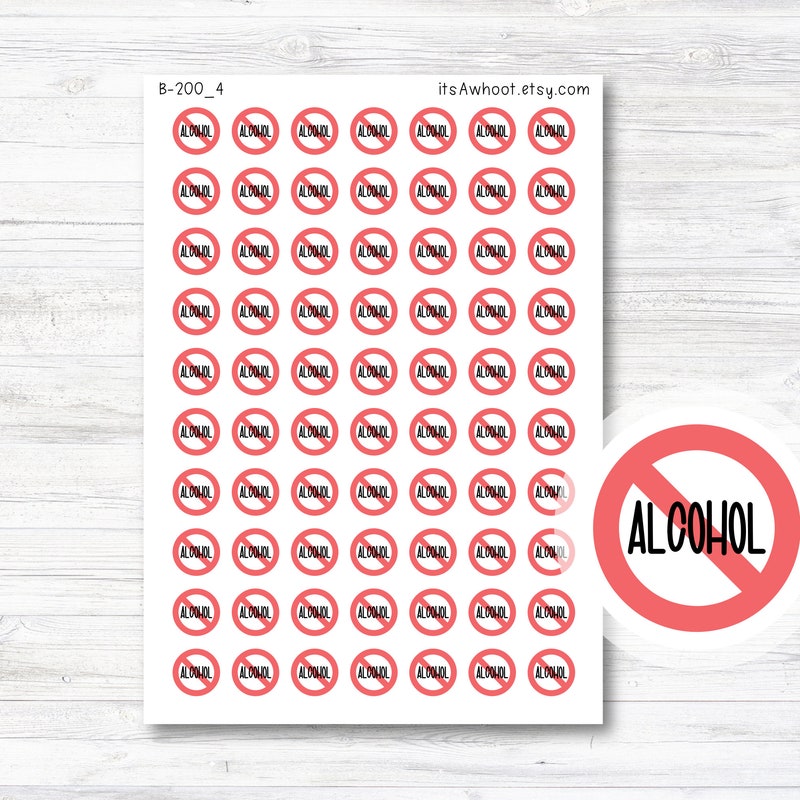 No Alcohol Stickers - Etsy