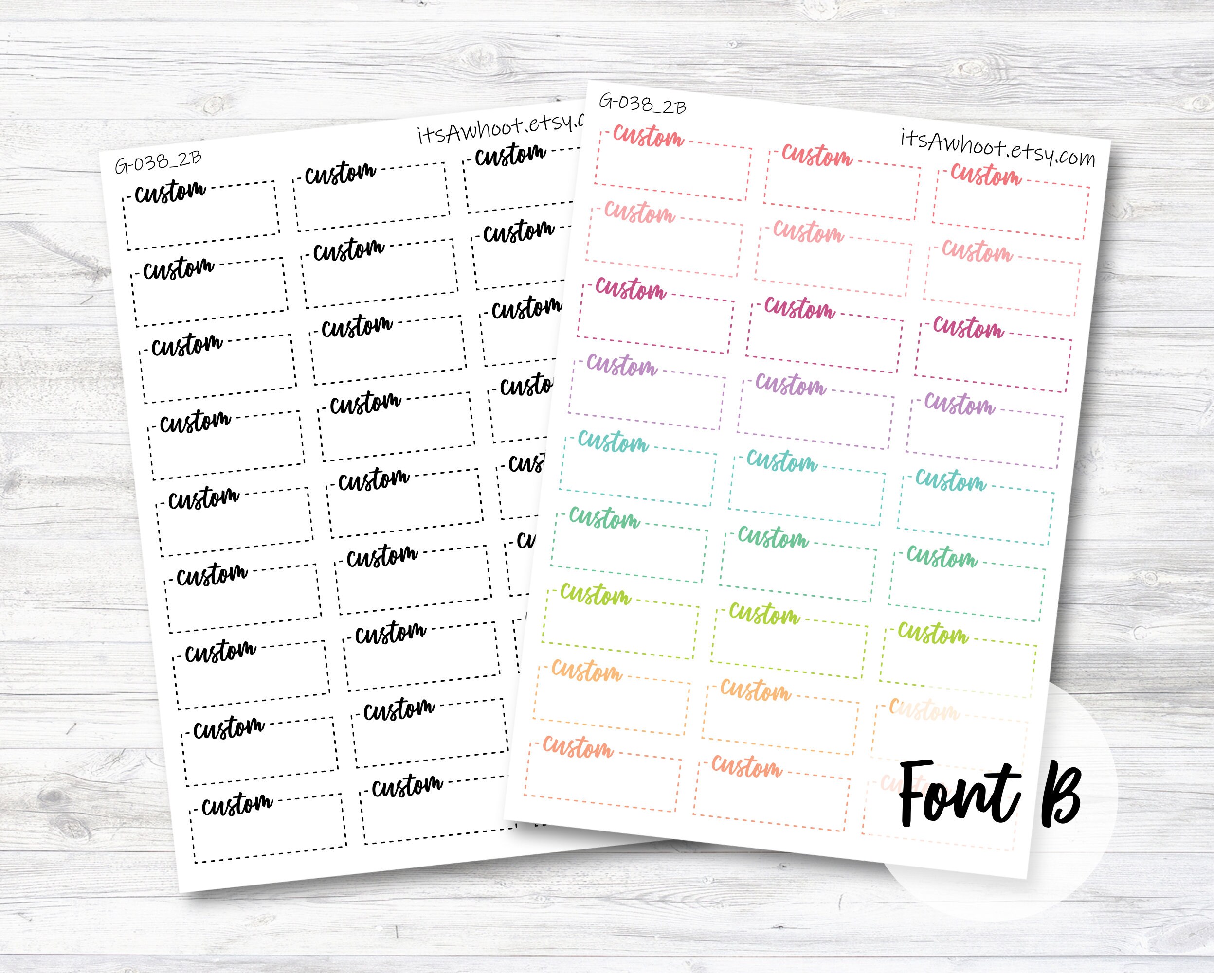 Personalized Script Dash Box Label Planner Stickers With Your Custom ...