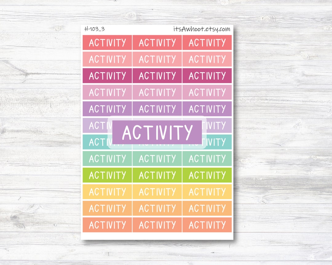 ACTIVITY Header Label Sticker, Activity Stickers - .4" Label Planner ...
