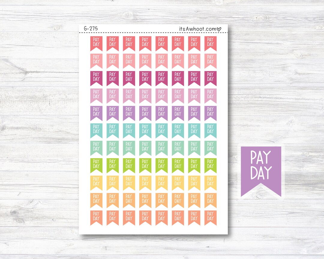 Pay Day Flag Stickers, Pay Day Planner Stickers (G275) - Etsy