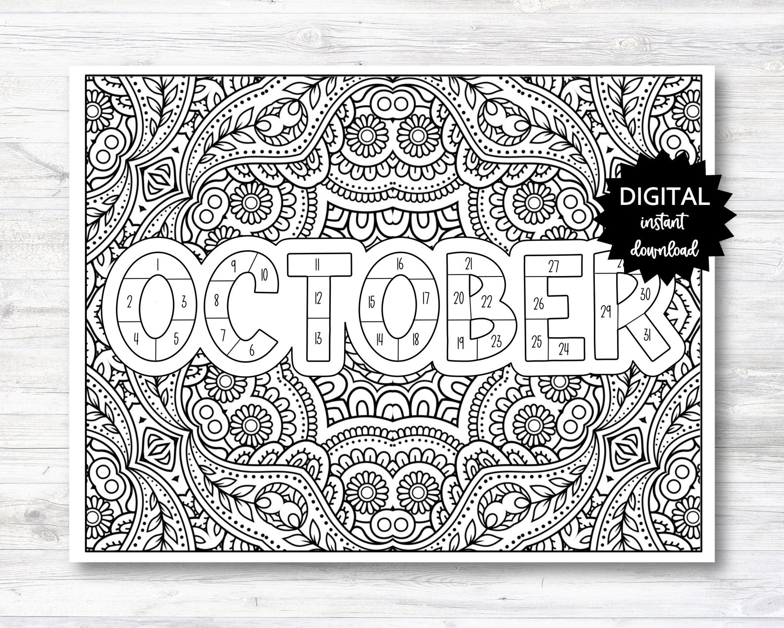 October Habit Tracker Coloring Sheet Printable Month Habit - Etsy