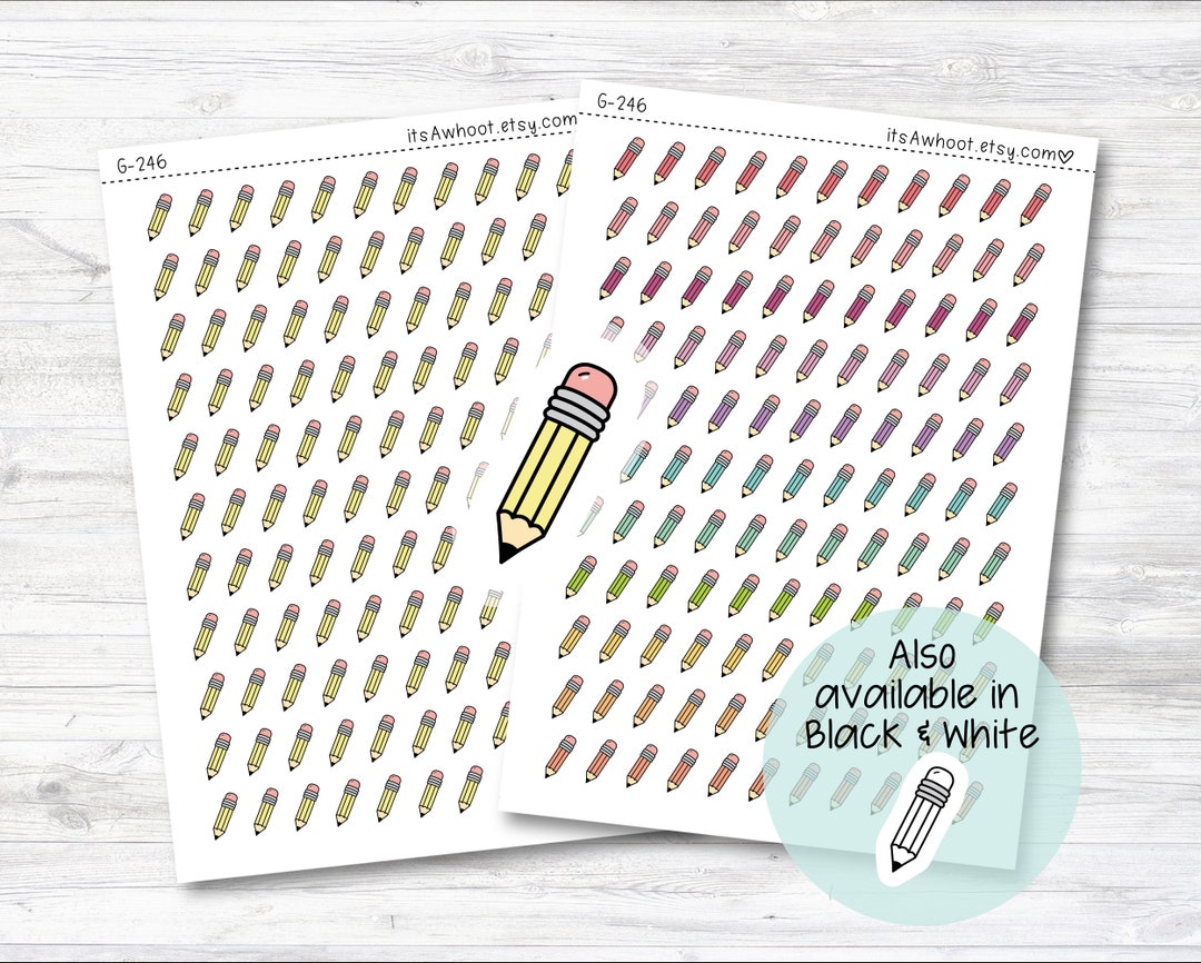 Pencil Icon Planner Stickers, Pencil Doodle Planner Stickers, Pencil ...
