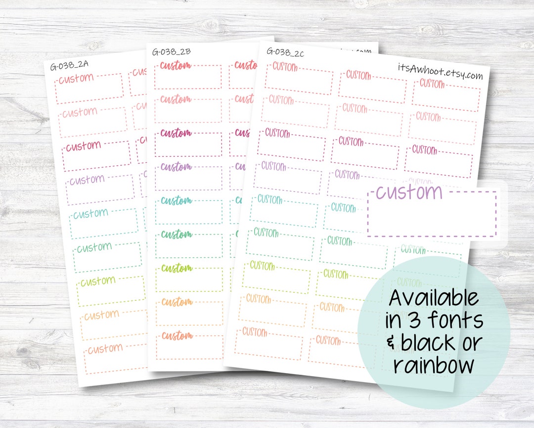 Personalized Script Dash Box Label Planner Stickers With Your Custom ...