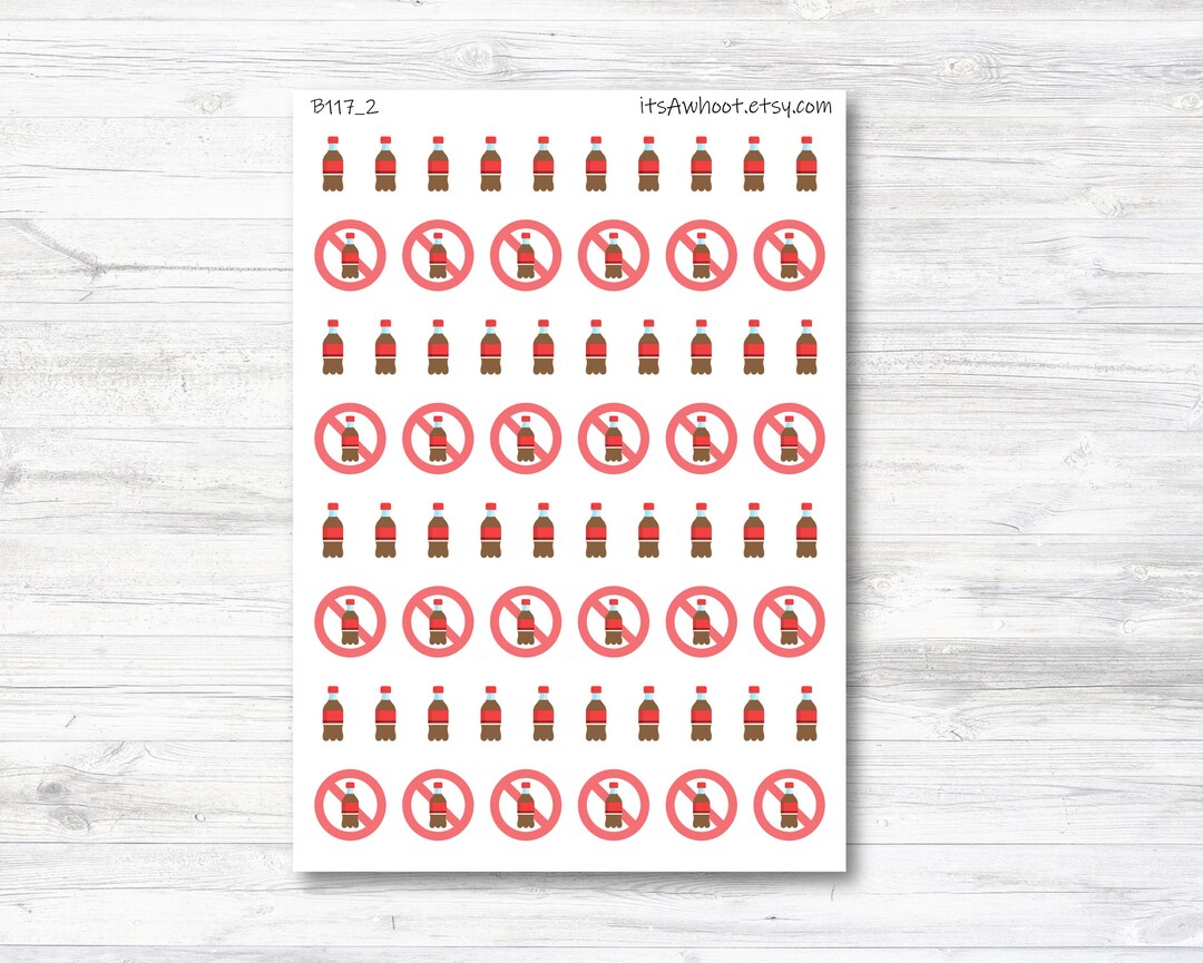 Soda Bottle Stickers, No Soda Planner Stickers, No Soda Sticker, Coke ...