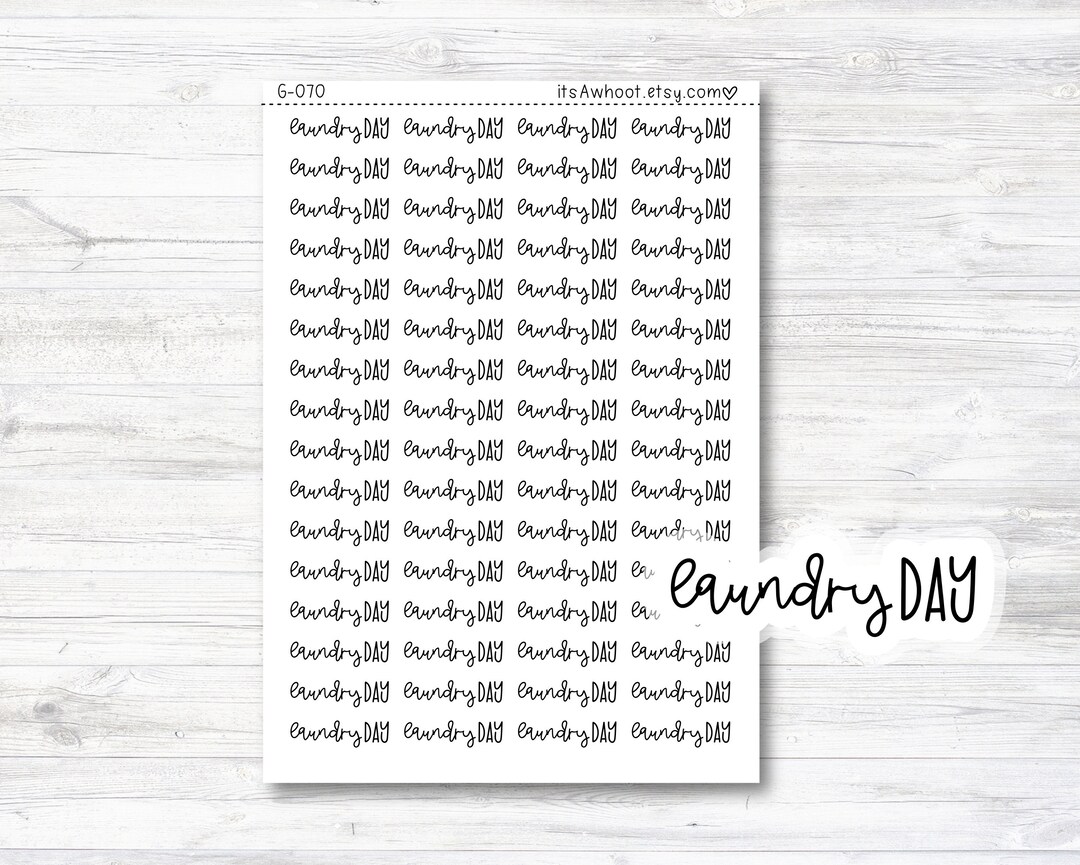 Laundry Day Stickers, Laundry Day Script Planner Stickers, Laundry Day ...