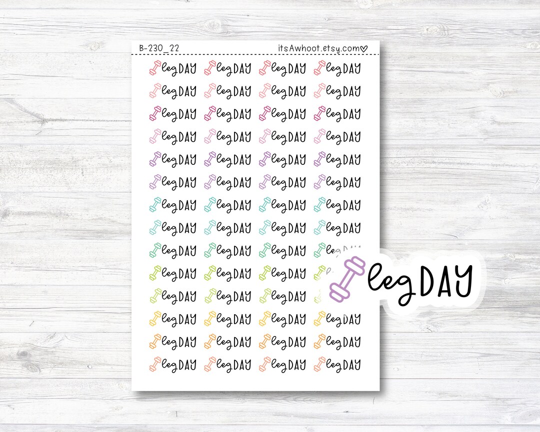 Leg Day Script Stickers, Leg Day Planner Stickers, Leg Day With ...