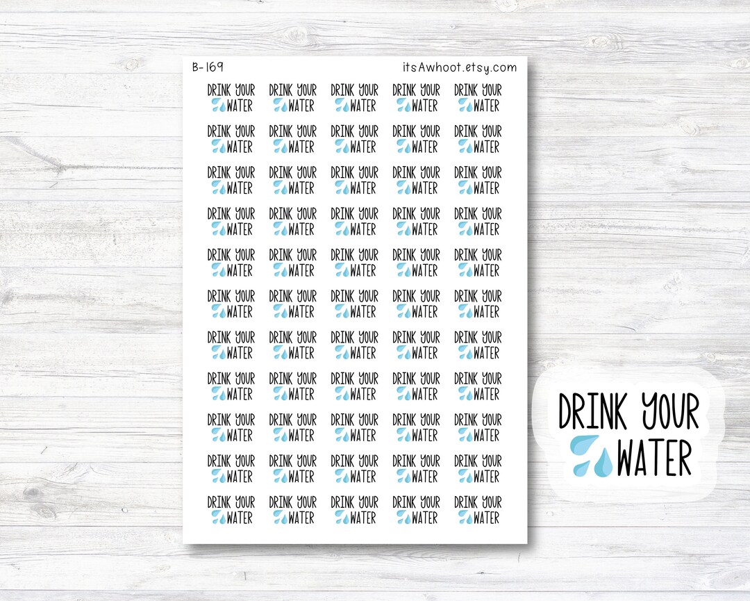 Drink Your Water Script Planner Stickers (B169) - Etsy