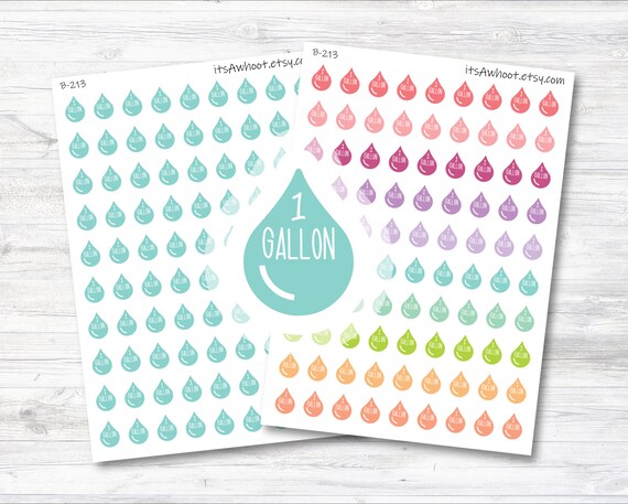 One Gallon Water Stickers Water Tracker Stickers Hydrate | Etsy