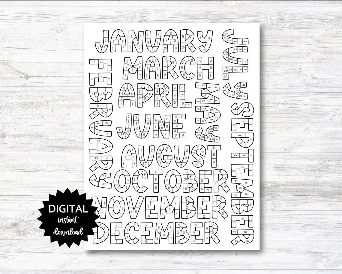 Habit Tracker Coloring Sheet Printable, Month Habit Tracker Coloring ...